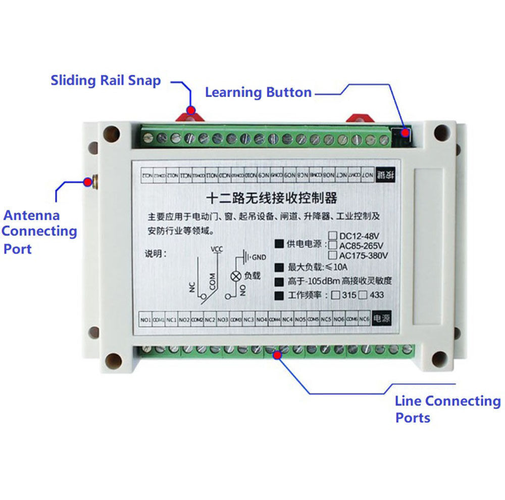 433mhz Ac85-220v 8ch Wireless Automatic Door Ac Motor Controller Gate ...