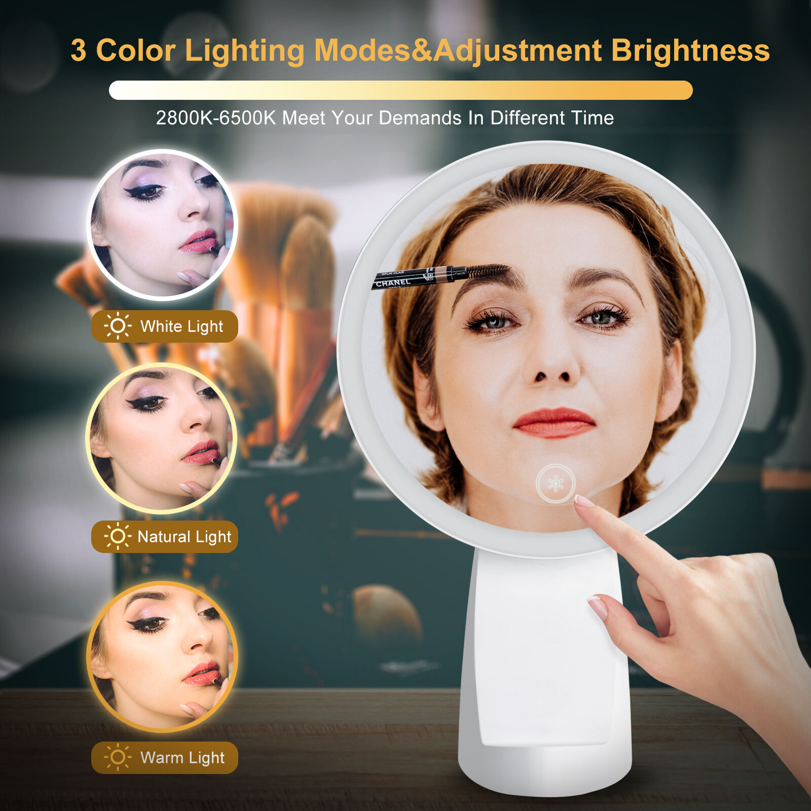 72 Led 3 Light Make Up Rechargeable Anti Fog Touch Smart Portable Led ...