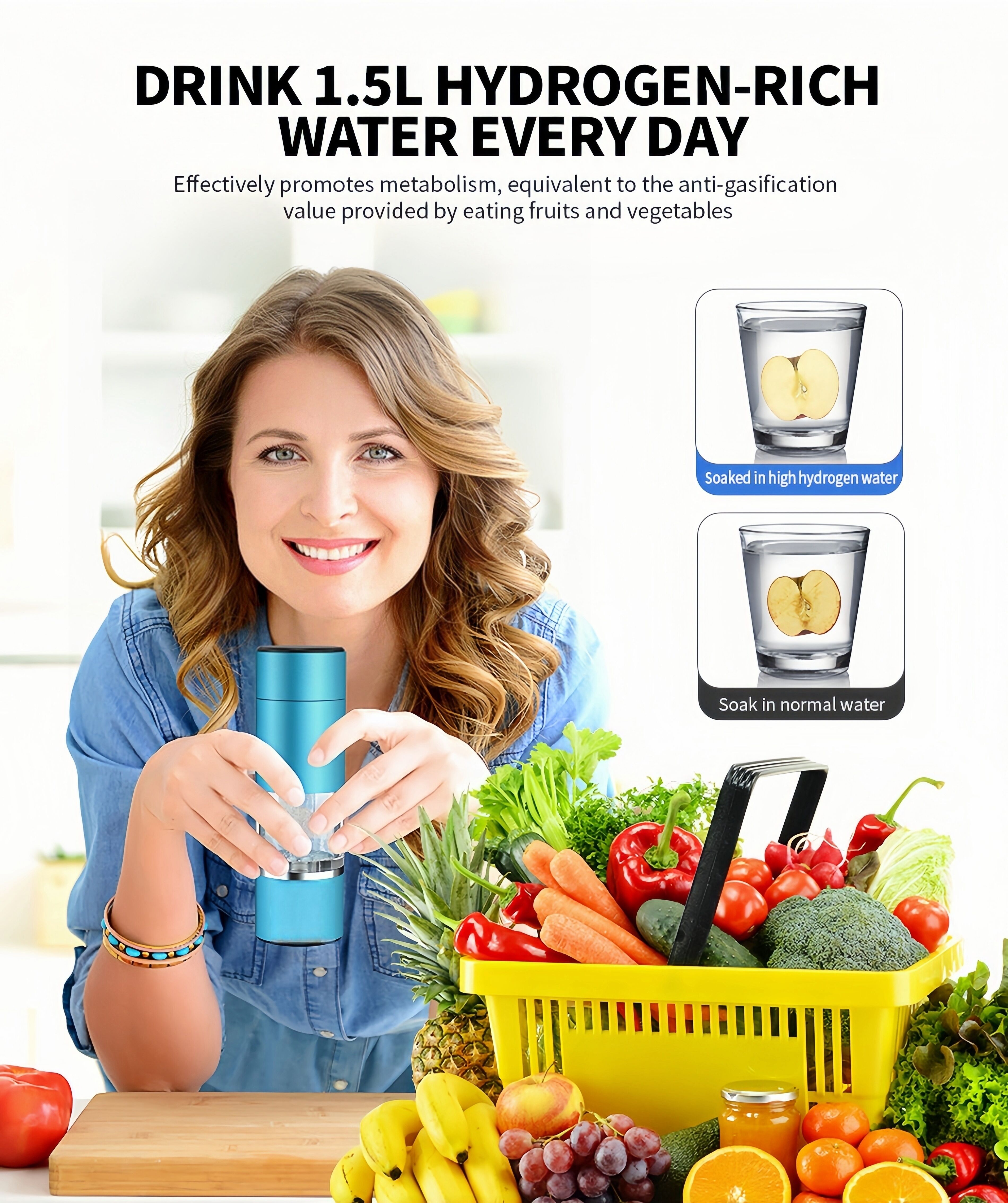 China Factory 9800ppb High Concentration H2 Hydrogen Water Bottle For Home Drinking Spe Pem ...