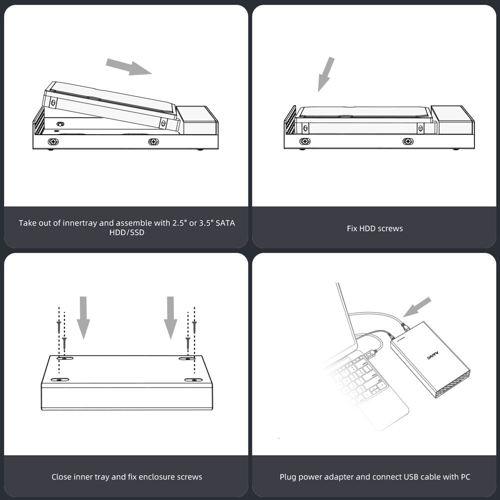 Maiwo K3527ch Type C Aluminum Enclosure For 2.5"/3.5" Sata Hdd/ssd 2.5 ...