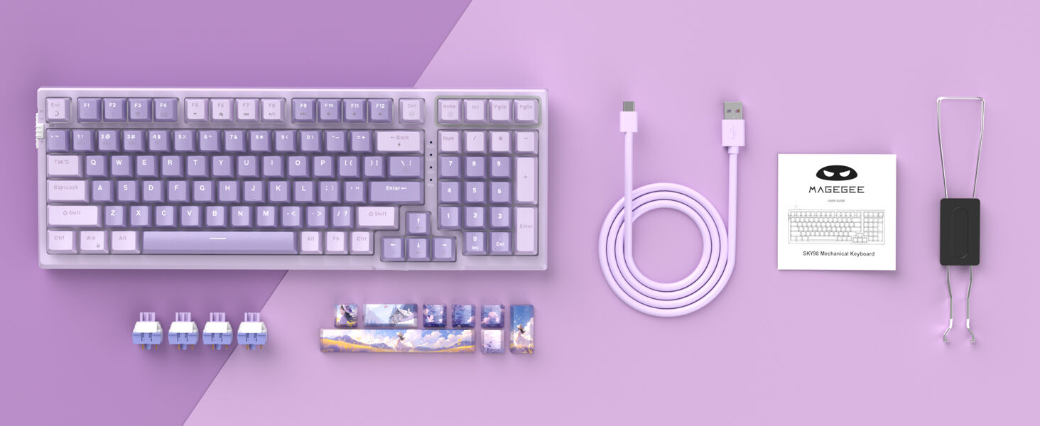 Magegee Sky98 Tri-mode Mechanical Keyboard Violet Color Hot Swap ...