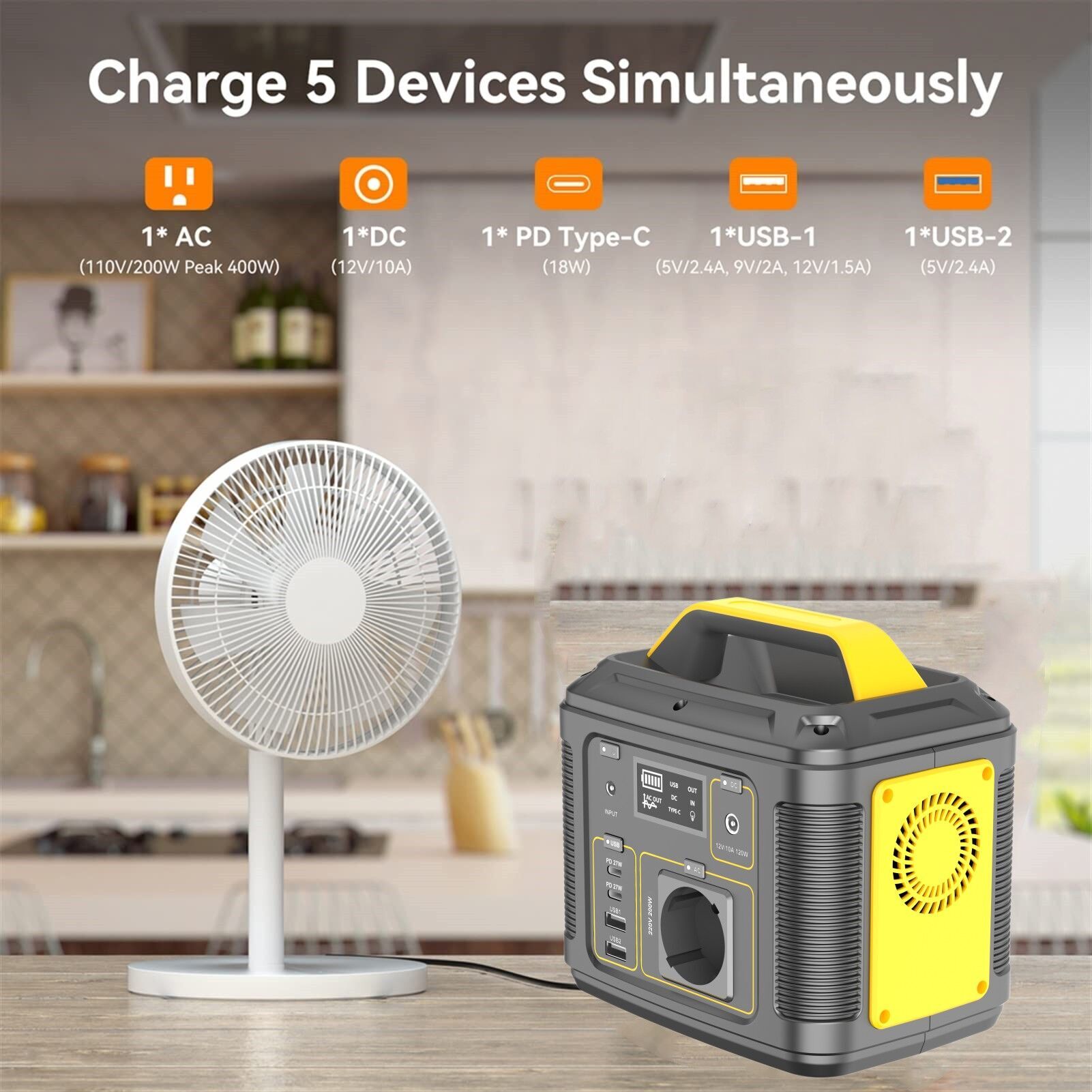 Portable Power Station 200w 300w 500w Solar Generator Ac/dc Outlet ...