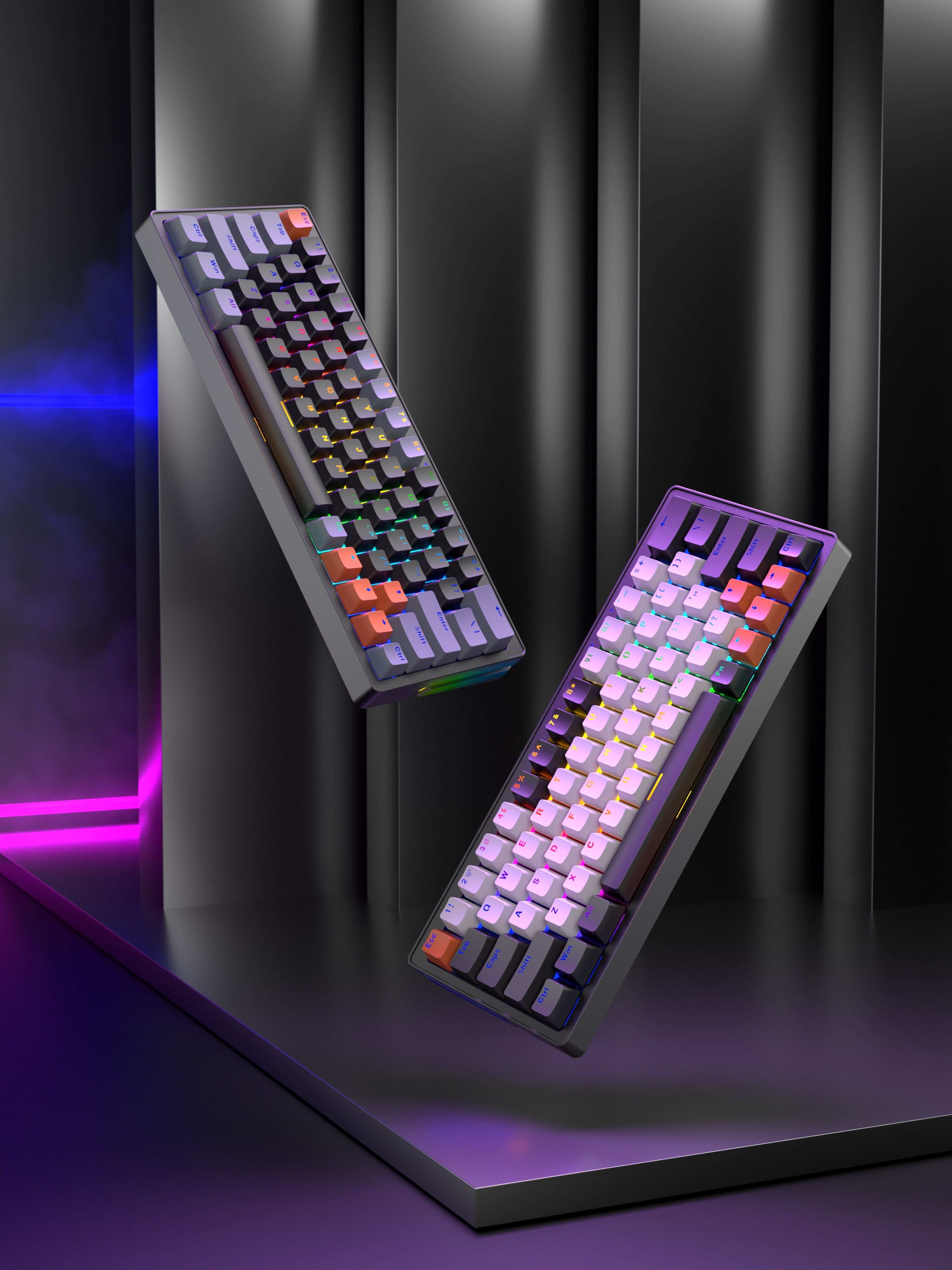 60% Size Compact Rgb Mechanical Keyboard, Rgb Side & Bottom Streaming ...