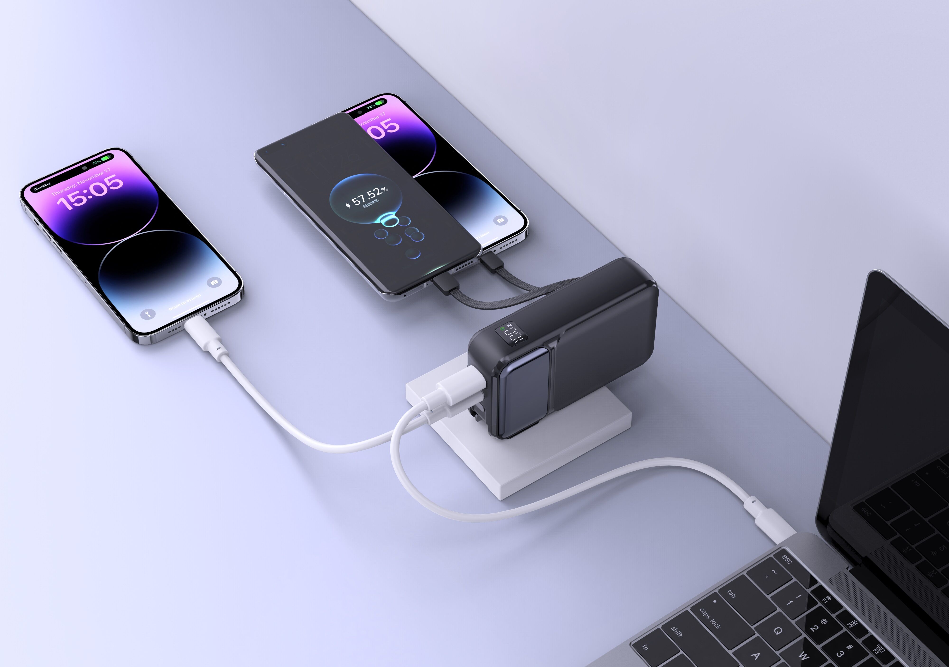 20000mah Power Bank Pd Fast Charge Built-in Wall Charger And Built-in ...