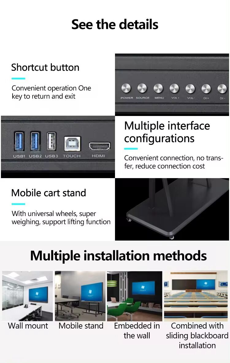 65 75 86 Inch 4k Led Interactive Flat Panel Display For Classroom And ...
