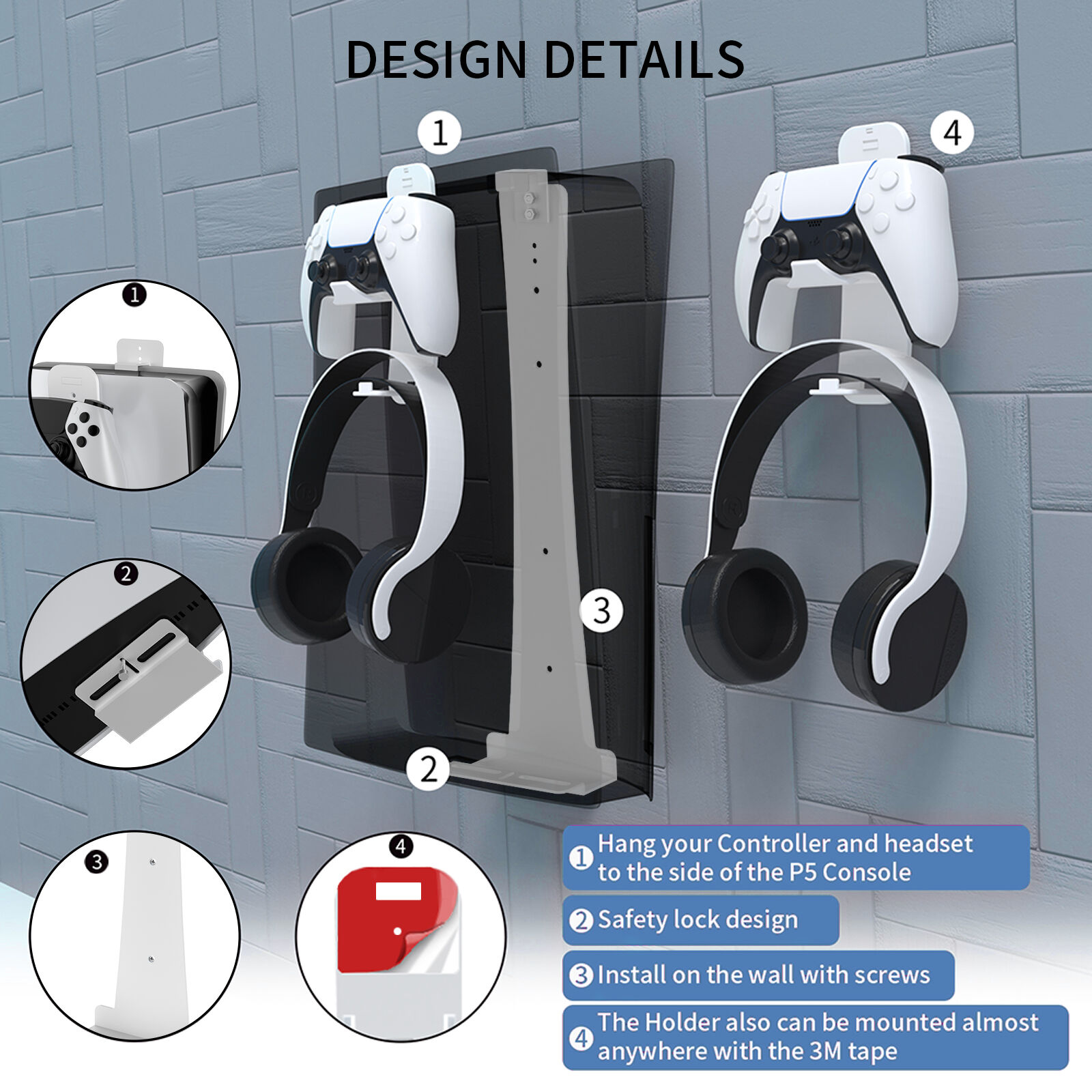 Wall Mount Kit For Playstation 5 Disc And Digital Edition Shelf Wall ...