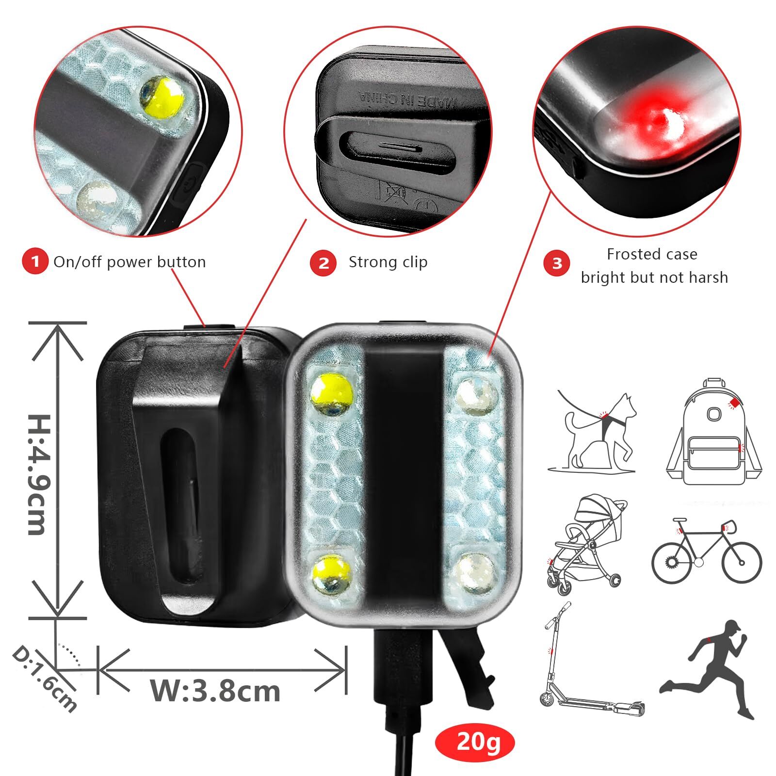 Umione Usb Rechargeable Clip On Running Light For Runners Mini ...