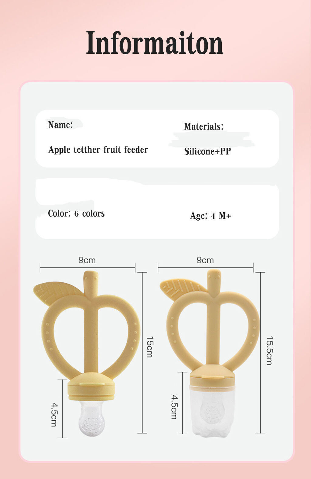 Baby Fruit Feeder Food Dispenser New Design 2023 Apple Peach Shape ...