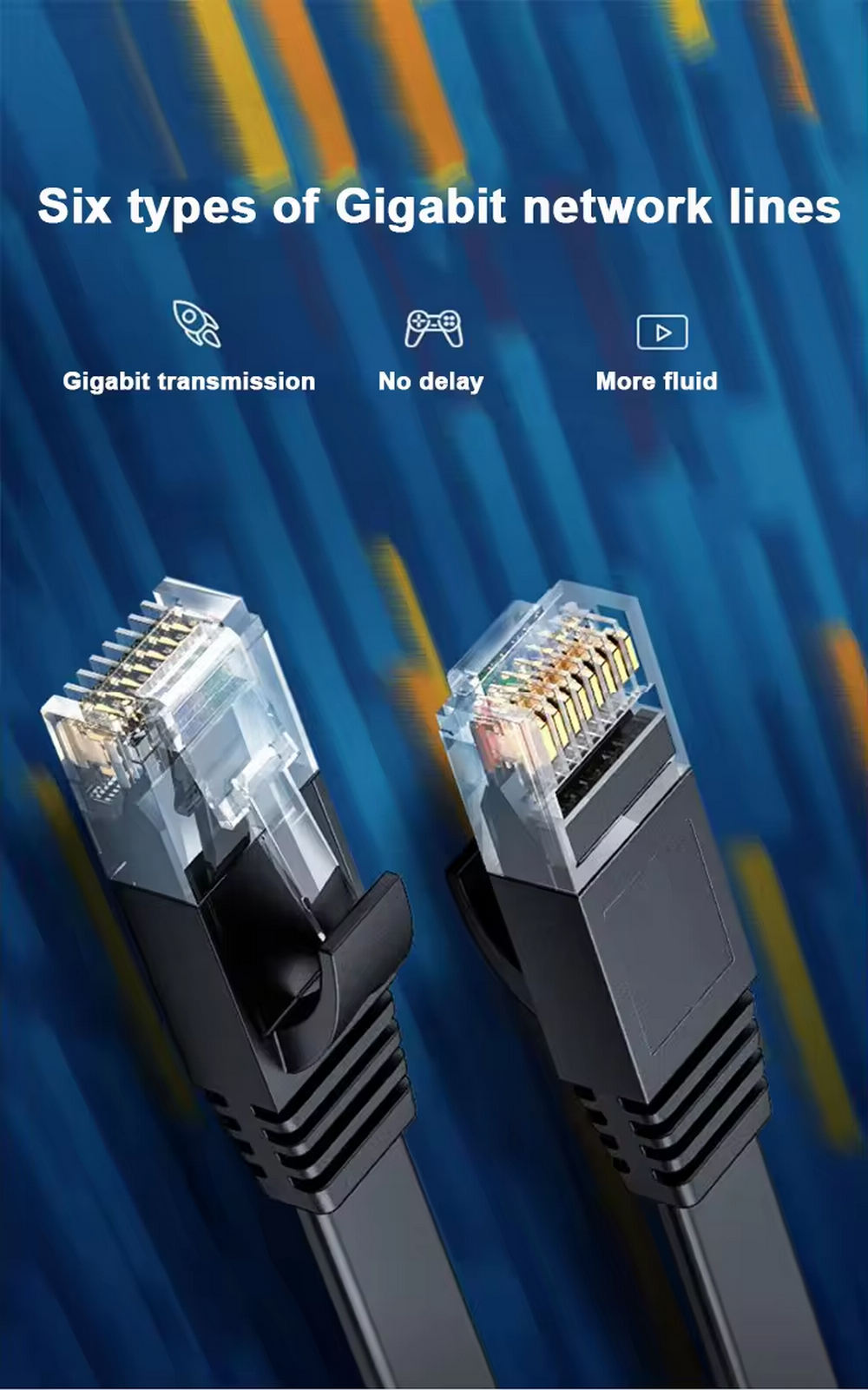 Best Selling Oem/odm Customized Rj45 Flat Cat6 Cord Gold Plated Jumper ...