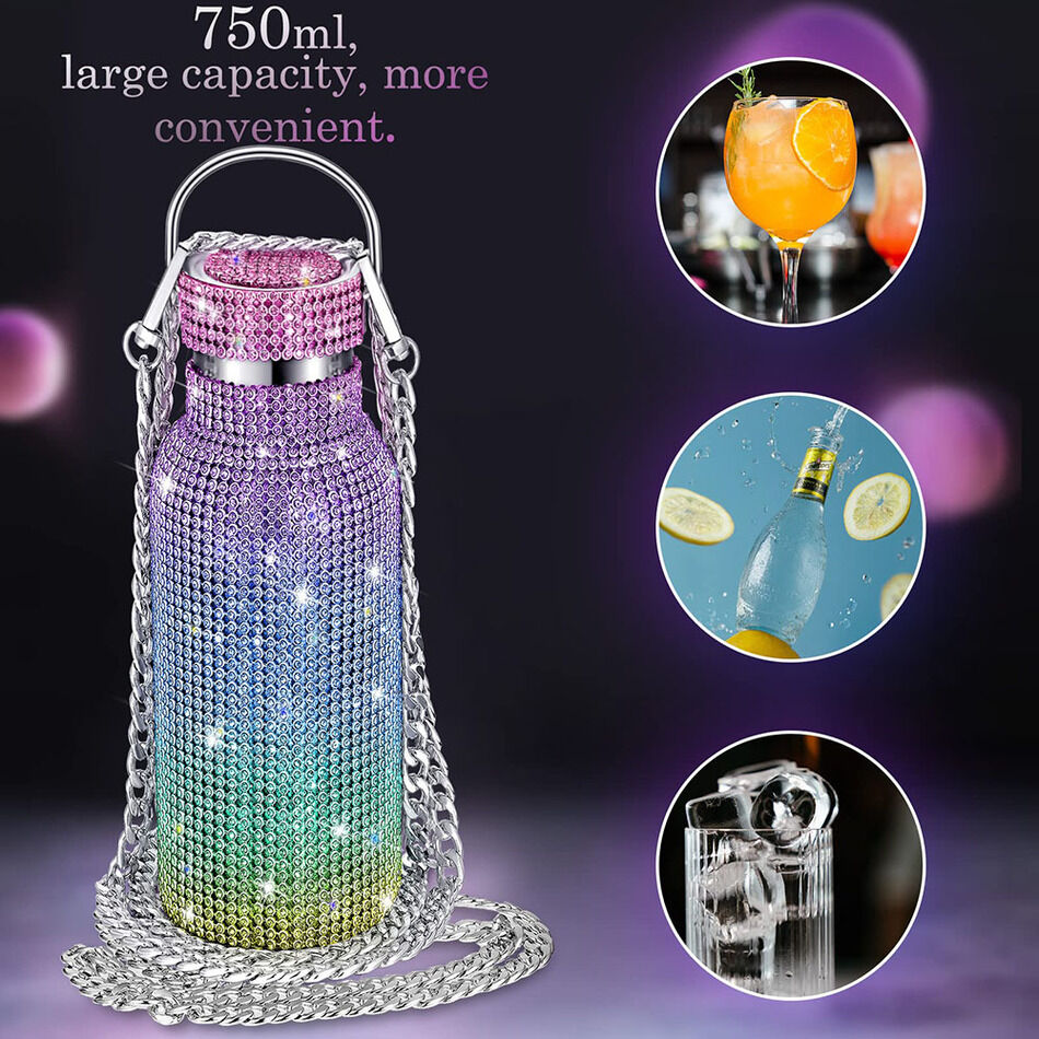 Diamond Water Bottle 17 Oz Bling Rhinestone Stainless Steel Bottles ...