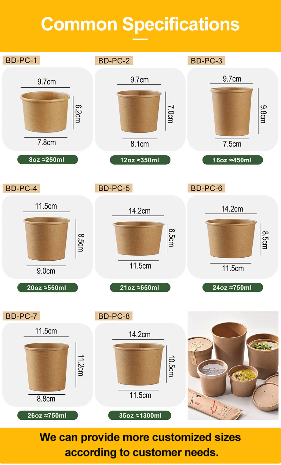 Paper Bowls Custom Printed Kraft Paper Bowls Food Packaging Take Away ...