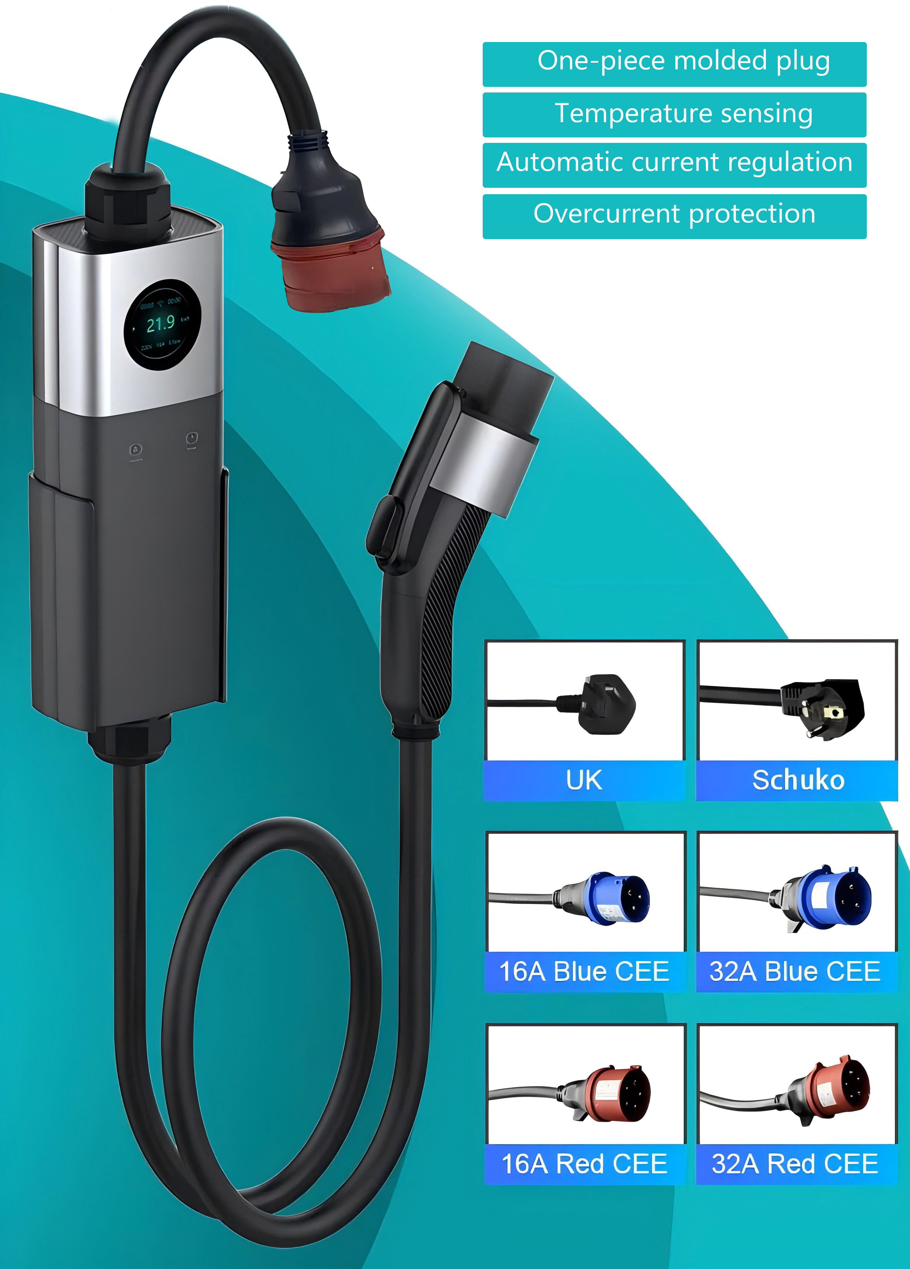 Portable Ev Charger Type1 Type 2 Gbt 3.5kw 7kw 11kw 22kw Charging ...