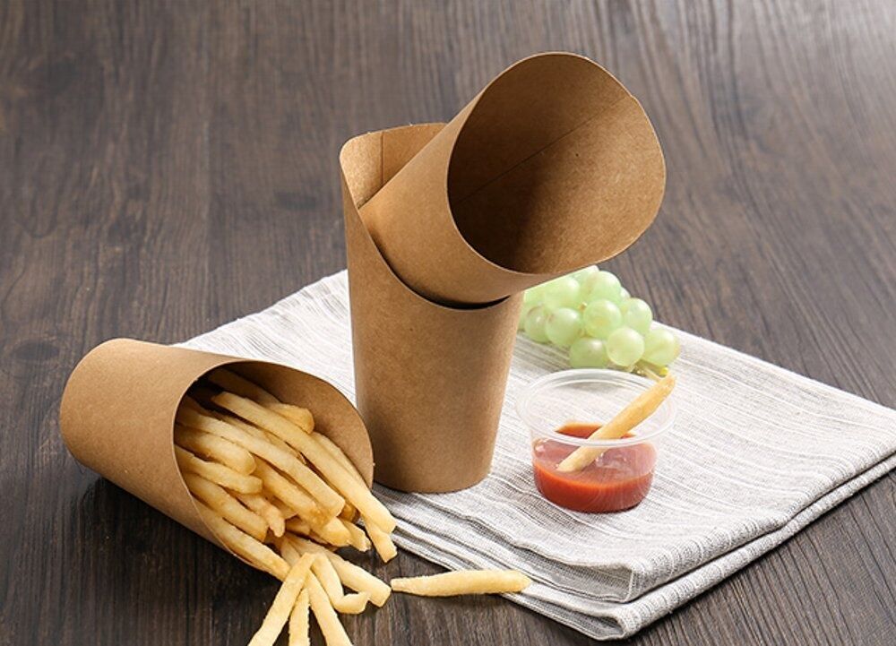 Take Away French Fry Cups Chip Cup Kraft Paper Chip Cup - China ...
