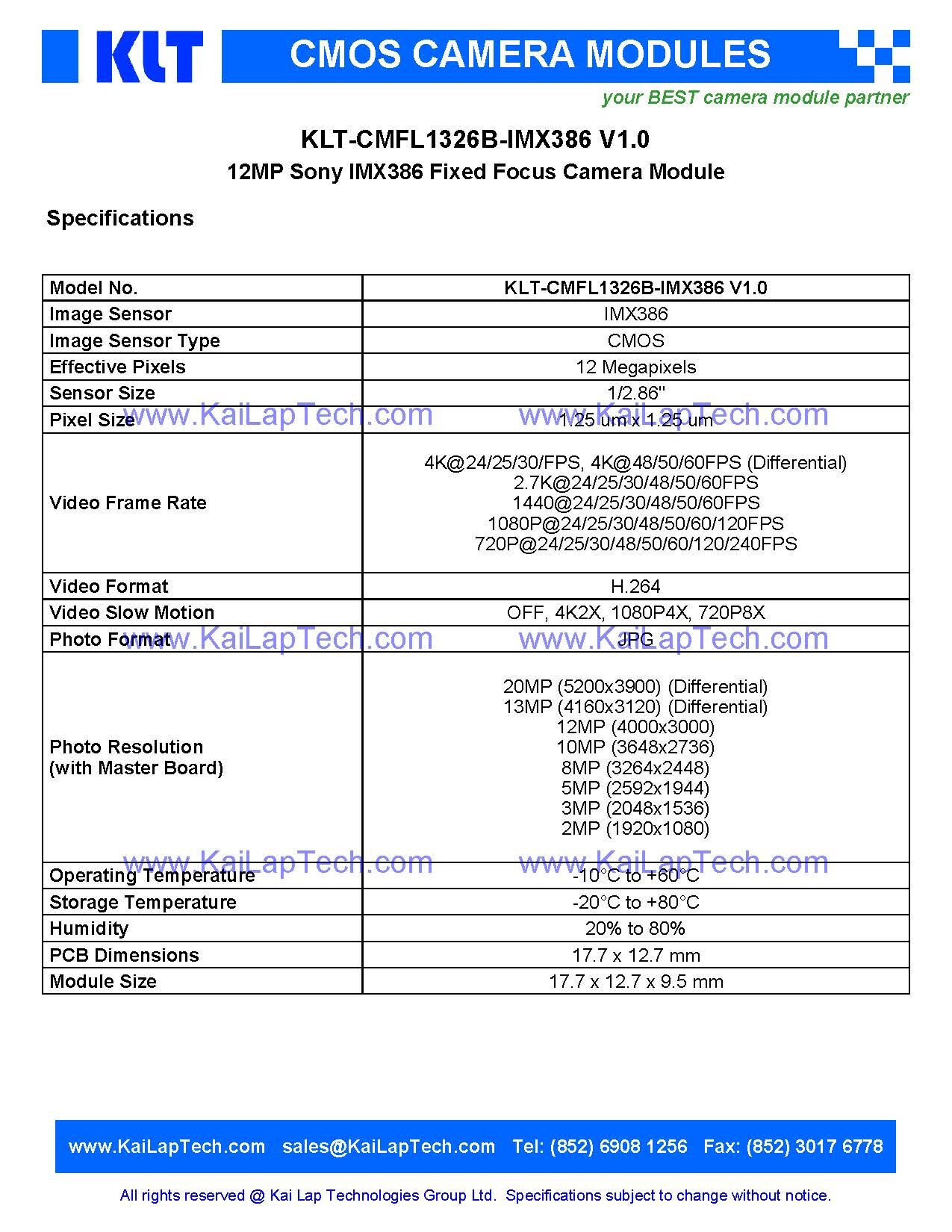Factory Direct High Quality Hong Kong SAR Wholesale 12mp High Quality Imx386 Fixed Focus Camera ...