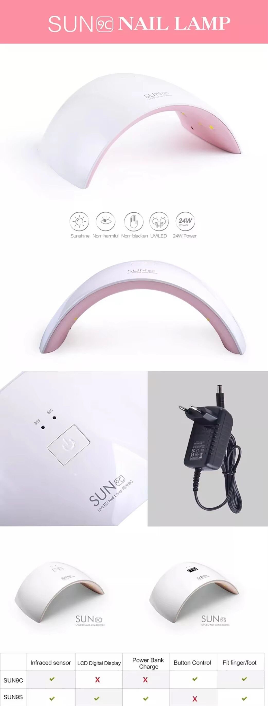 High Quality Factory Ce Certification Uv Led Nail Lamp Sunuv 9c Gel ...