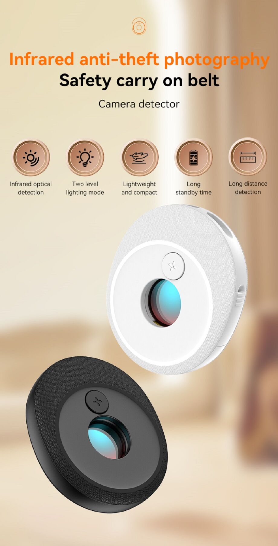 Factory Price Hot Sale Customizable White Black Camera Peep Detector ...