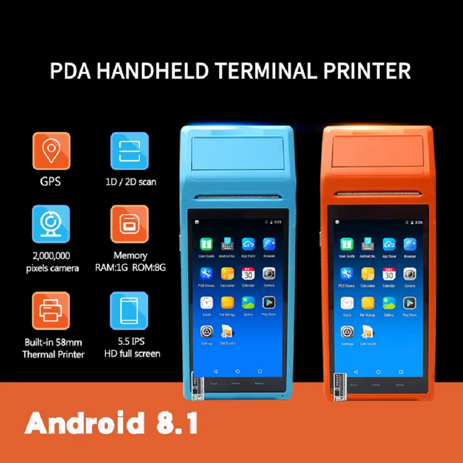 5.5 Inch Payment Mobile Pos Terminal Portable Android Mobile Pos With Built-in Printer, Portable ...