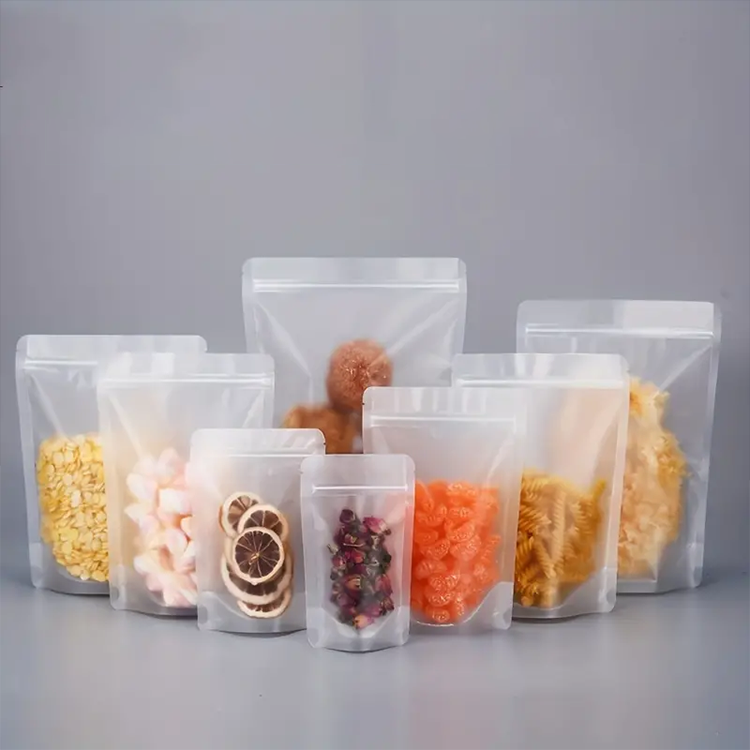 Custom Food Clear Frosted Ziplock Pouches Plastic Zipper Packaging 3 ...