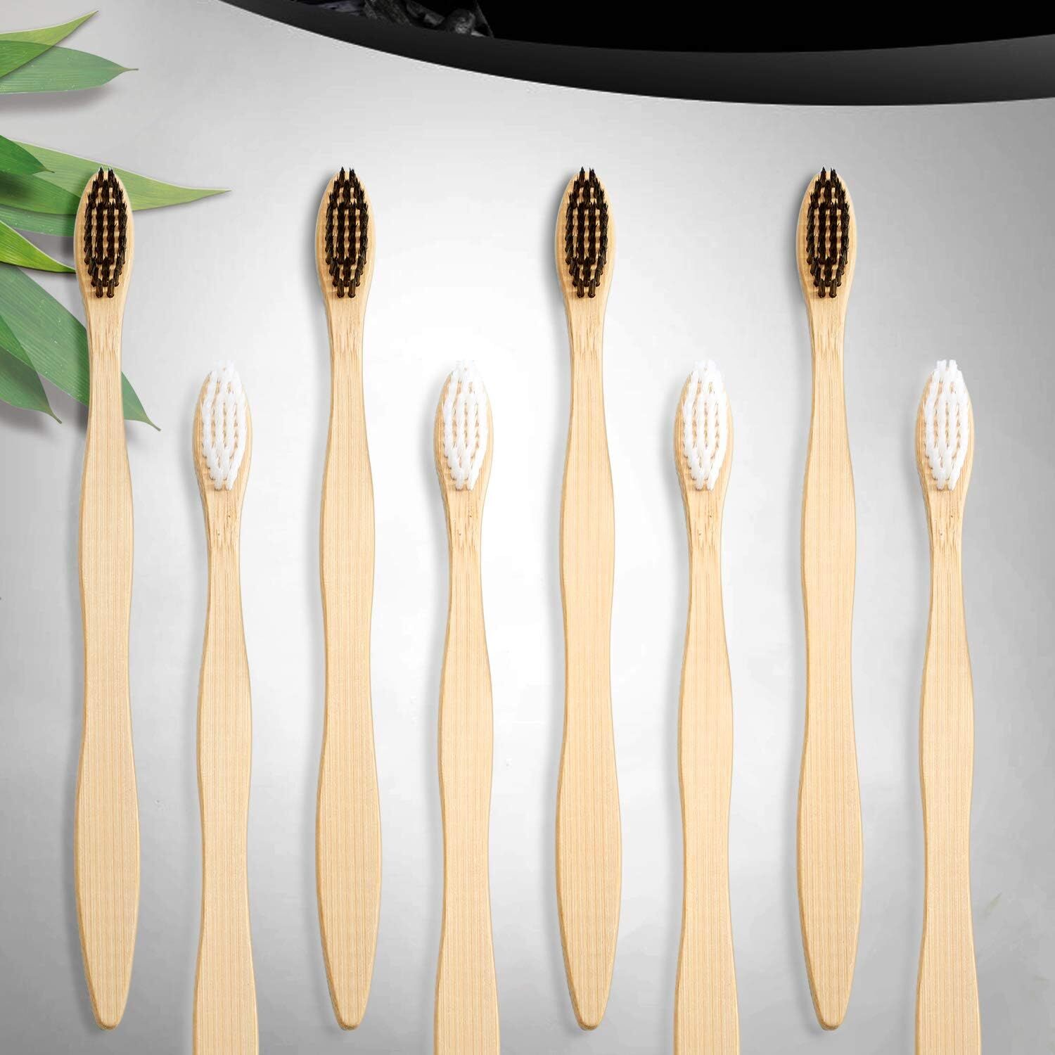 Individually Kraft Paper Packaged Bamboo Toothbrushes Reusable Charcoal Toothbrush Nylon ...