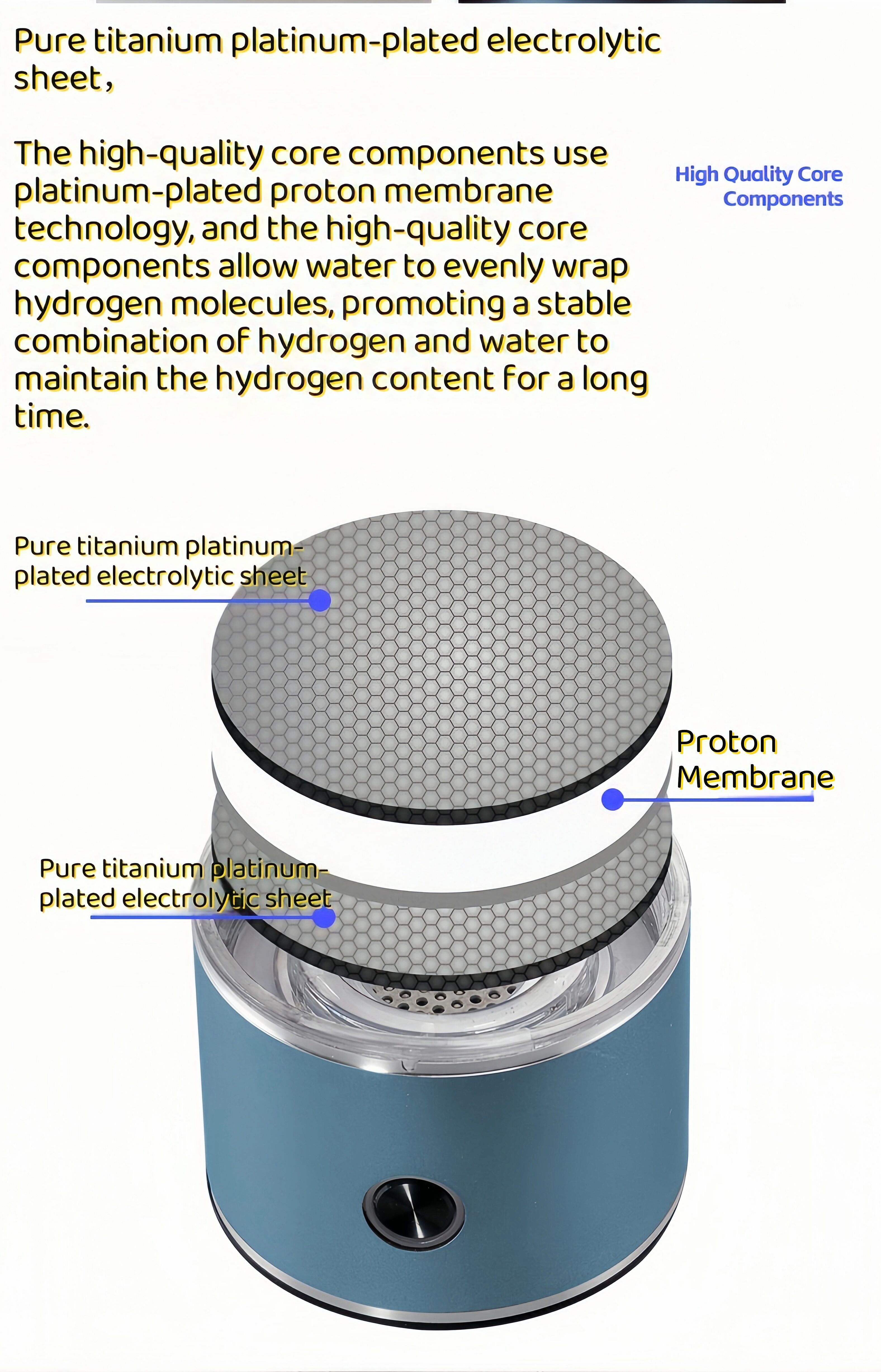 2000-2500ppb Spe Pem Hydrogen Water Electrolysis Ionizer Generator ...