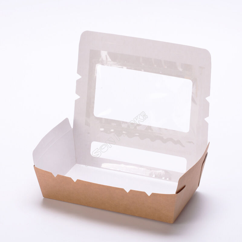 Kraft Paper Lunch Box With Pet Window Eco-friendly Custom Logo ...