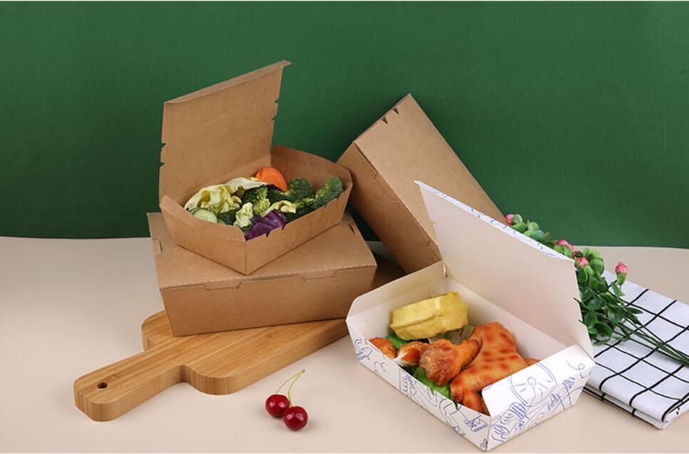 Kraft Paper Lunch Box With Pet Window Eco-friendly Custom Logo ...
