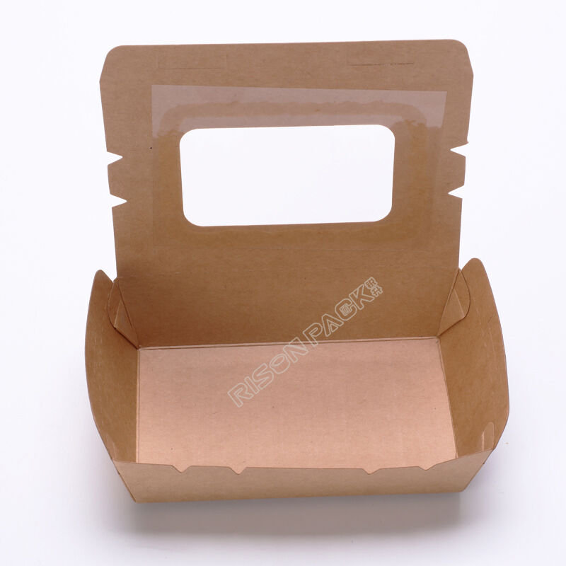 Kraft Paper Lunch Box With Pet Window Eco-friendly Custom Logo ...