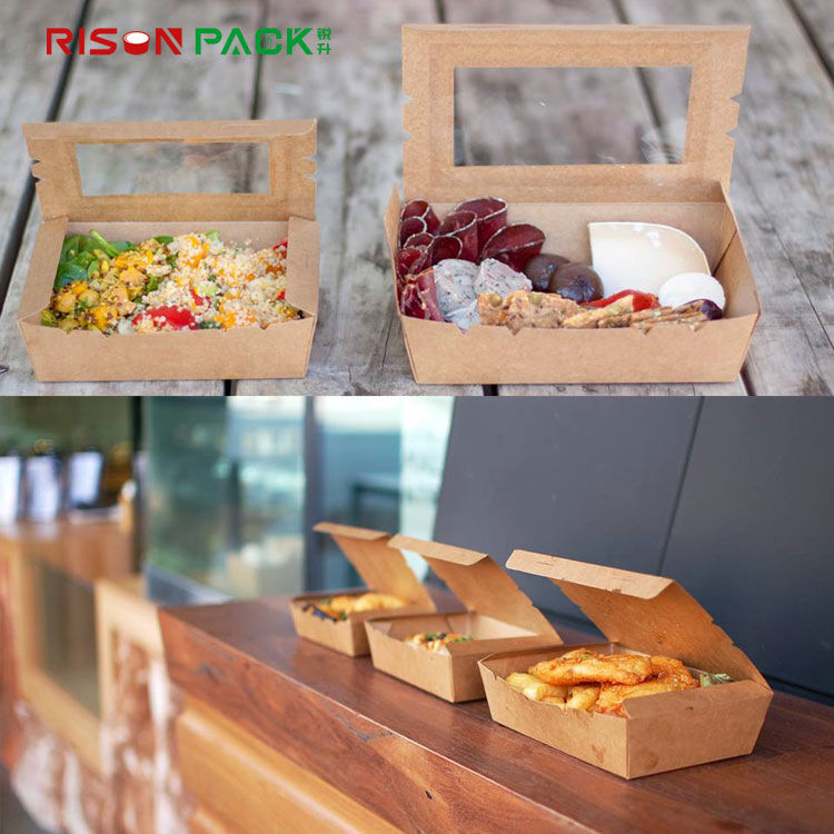 Disposable Food Container Food Packing Paper Box Lunch Box With Window ...