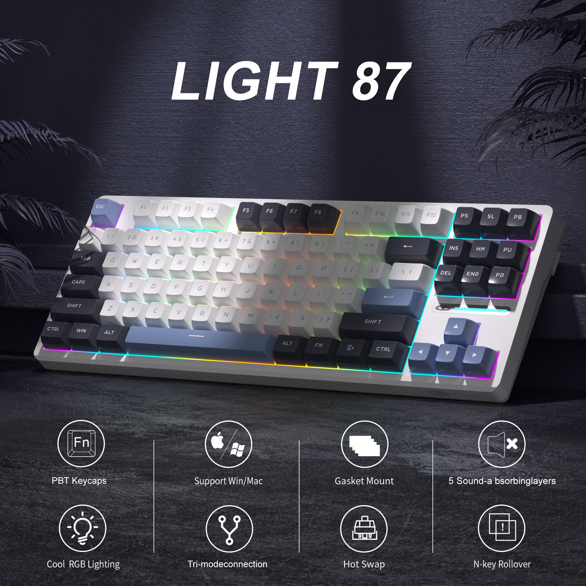 Magegee Light87 Tri-mode Mechanical Keyboard High Capacity Battery ...