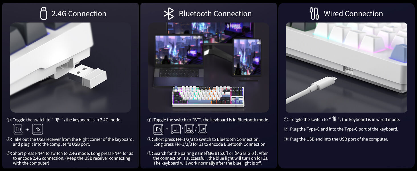 Magegee Light87 Tri-mode Mechanical Keyboard High Capacity Battery ...