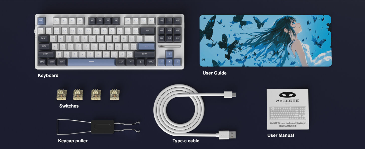 Magegee Light87 Tri-mode Mechanical Keyboard High Capacity Battery ...