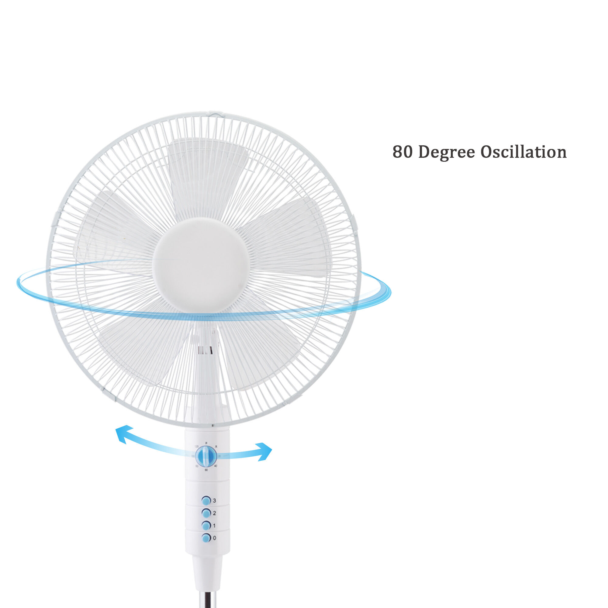 16" With Timer Pedestal Fan Stand 5pcs Blades Round Base Plastic ...