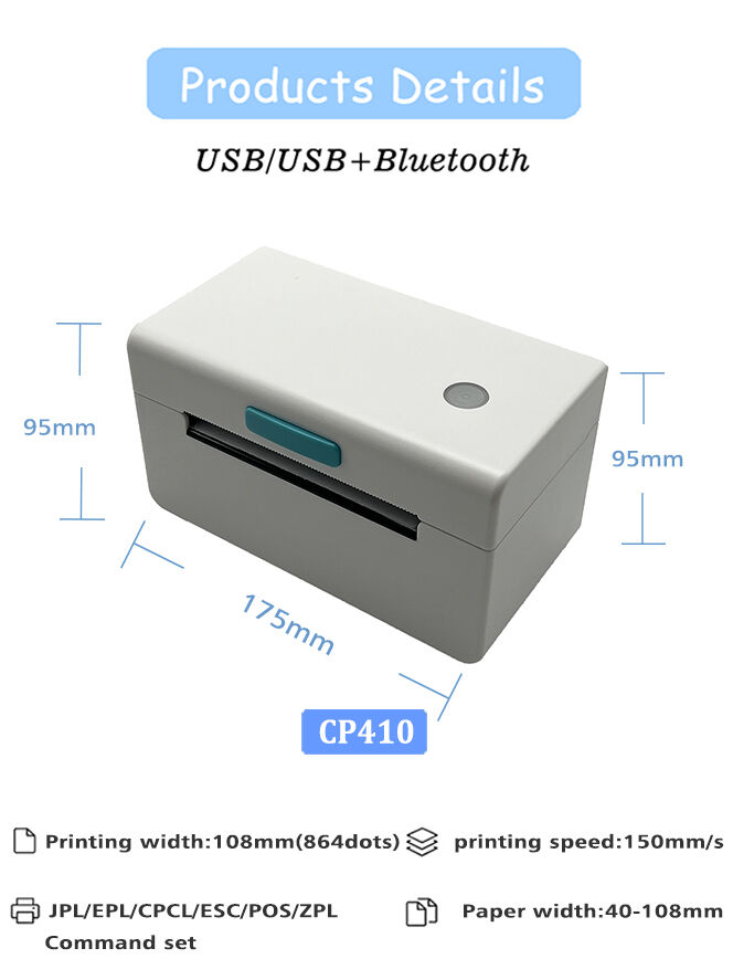 110mm 4x6 Thermal Shipping Label Barcode Printer Wireless Bluetooth ...