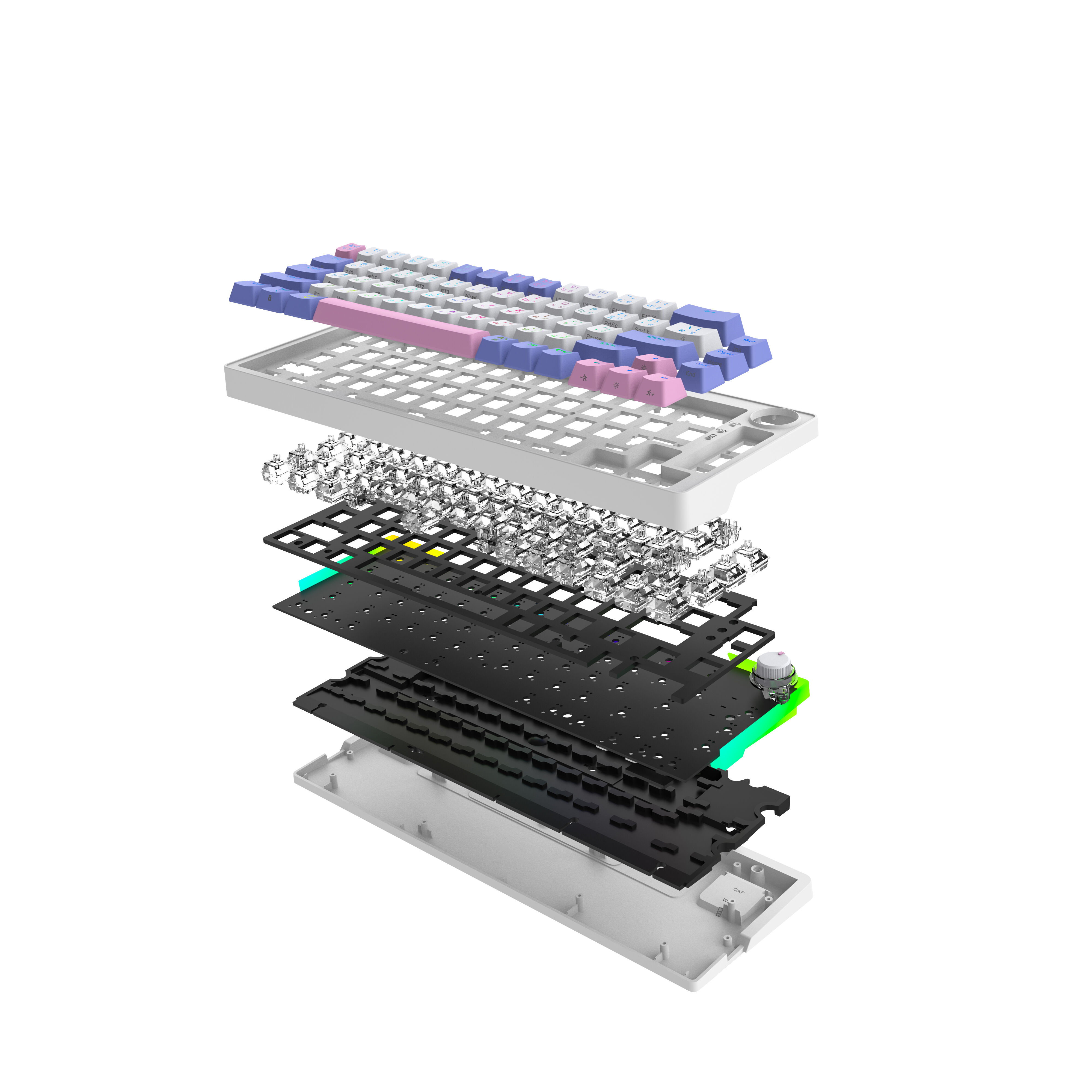 68 Keys Mini Wired Rainbow Light Mechanical Keyboard Full Keys Anti ...