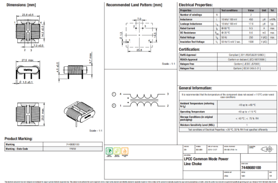 Fks Wholesale Lpcc Common Mode Power Line Choke 7448680140 For Mains ...