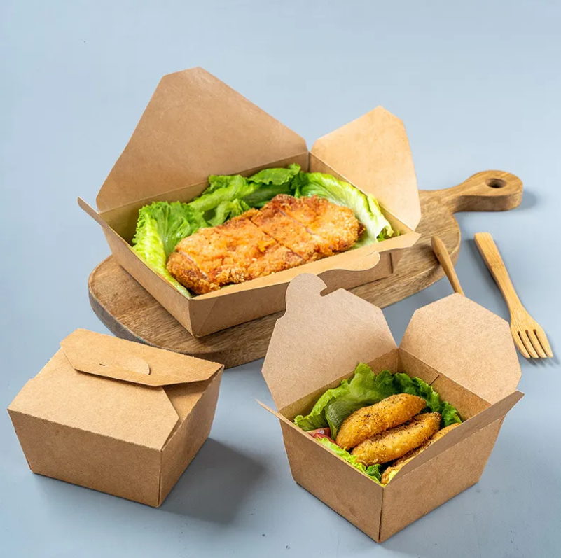 Wholesale Kraft Paper Food Box Salad Fruit Takeaway Box Lunch Packaging ...