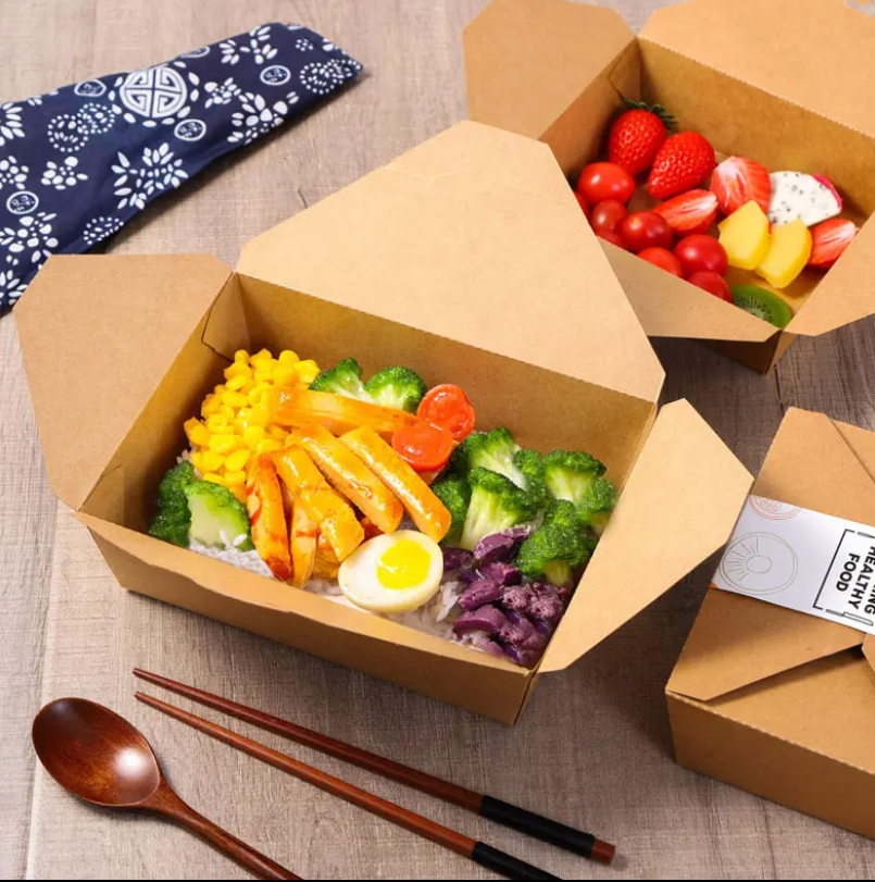 Wholesale Kraft Paper Food Box Salad Fruit Takeaway Box Lunch Packaging ...