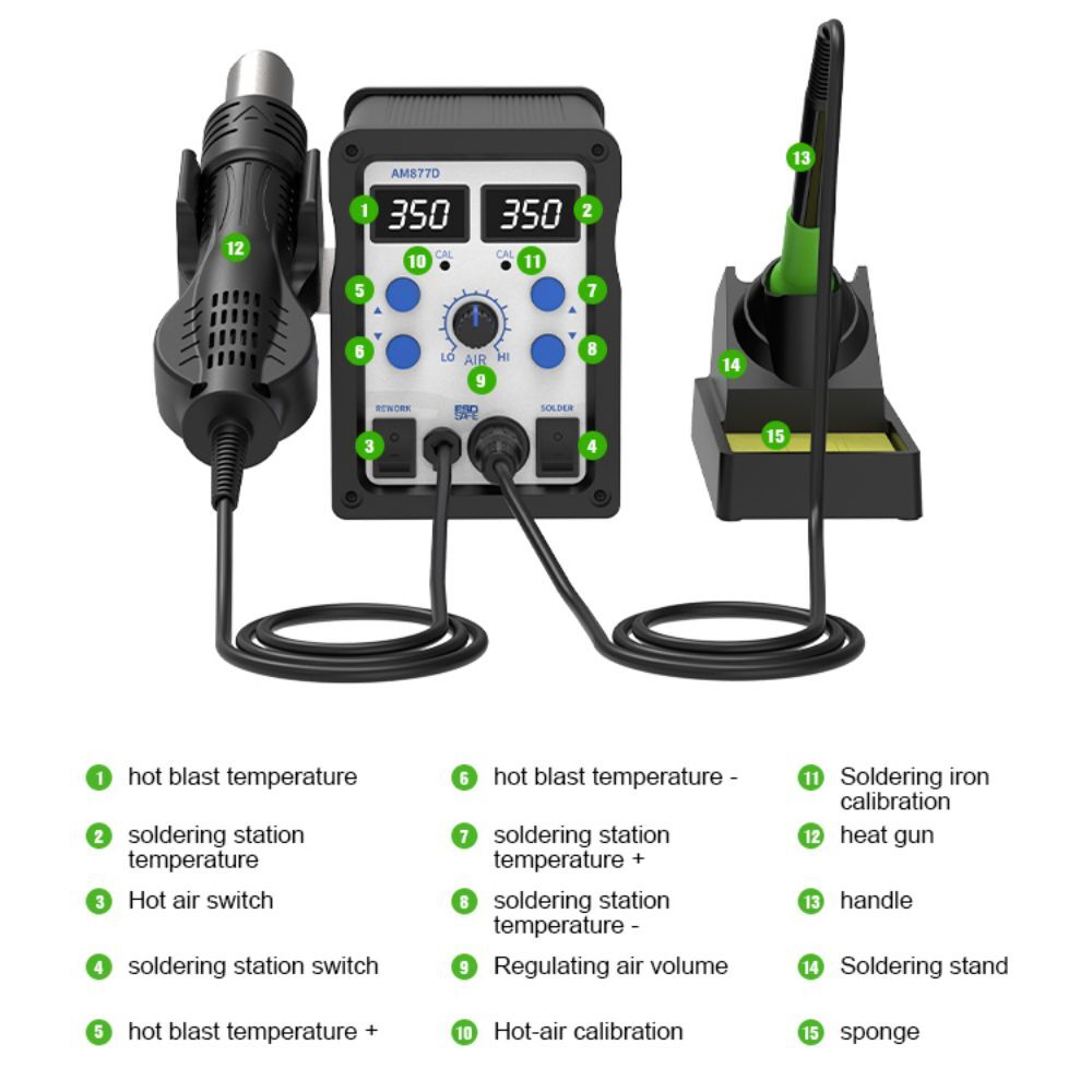 Factory Direct High Quality China Wholesale Atetool New Ae877d 2 In 1 Hot Air Rework Station ...