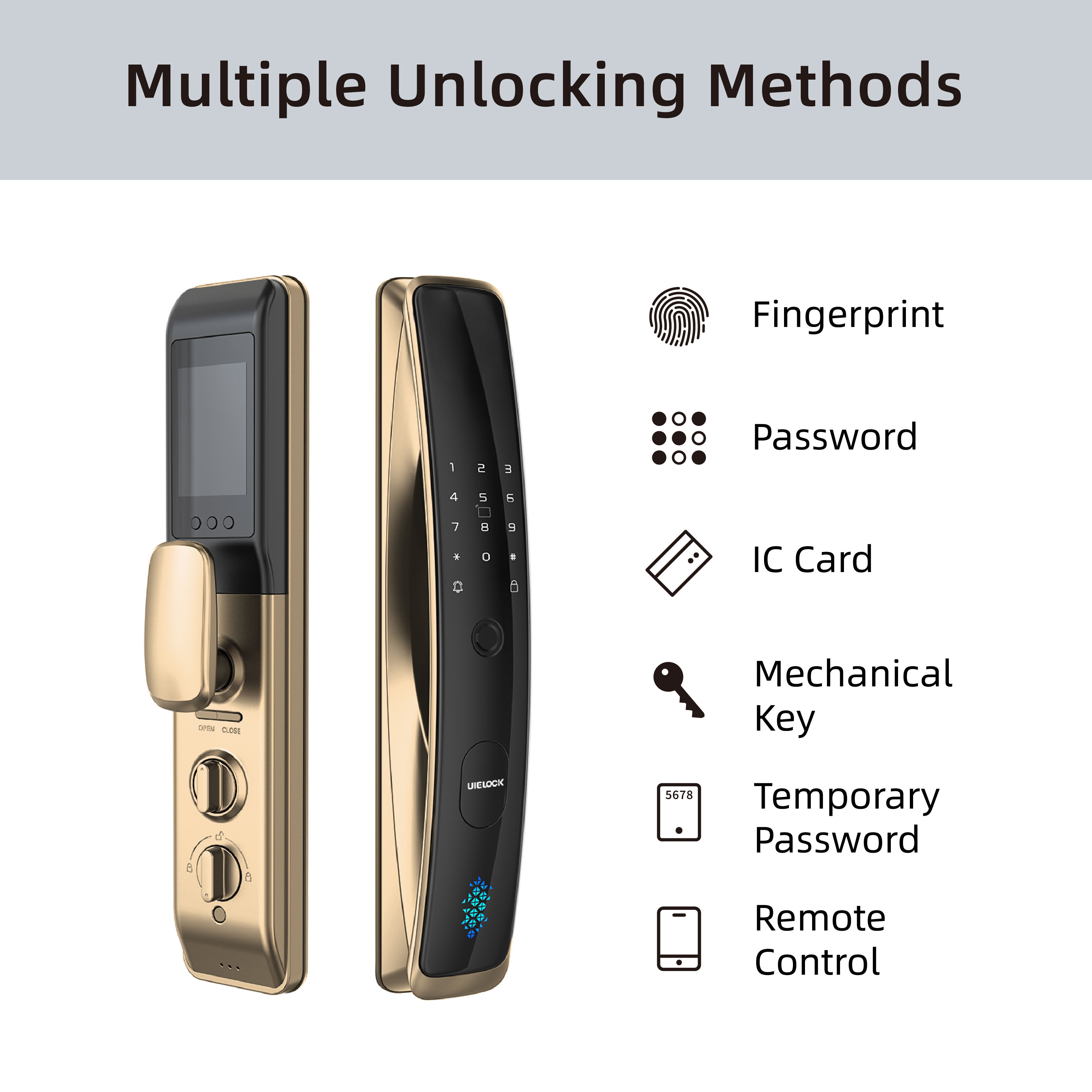 Uielock Qa60 Smart Door Lock Electronic Fingerprint Digital Door Lock Wifi Intelligent Remote ...