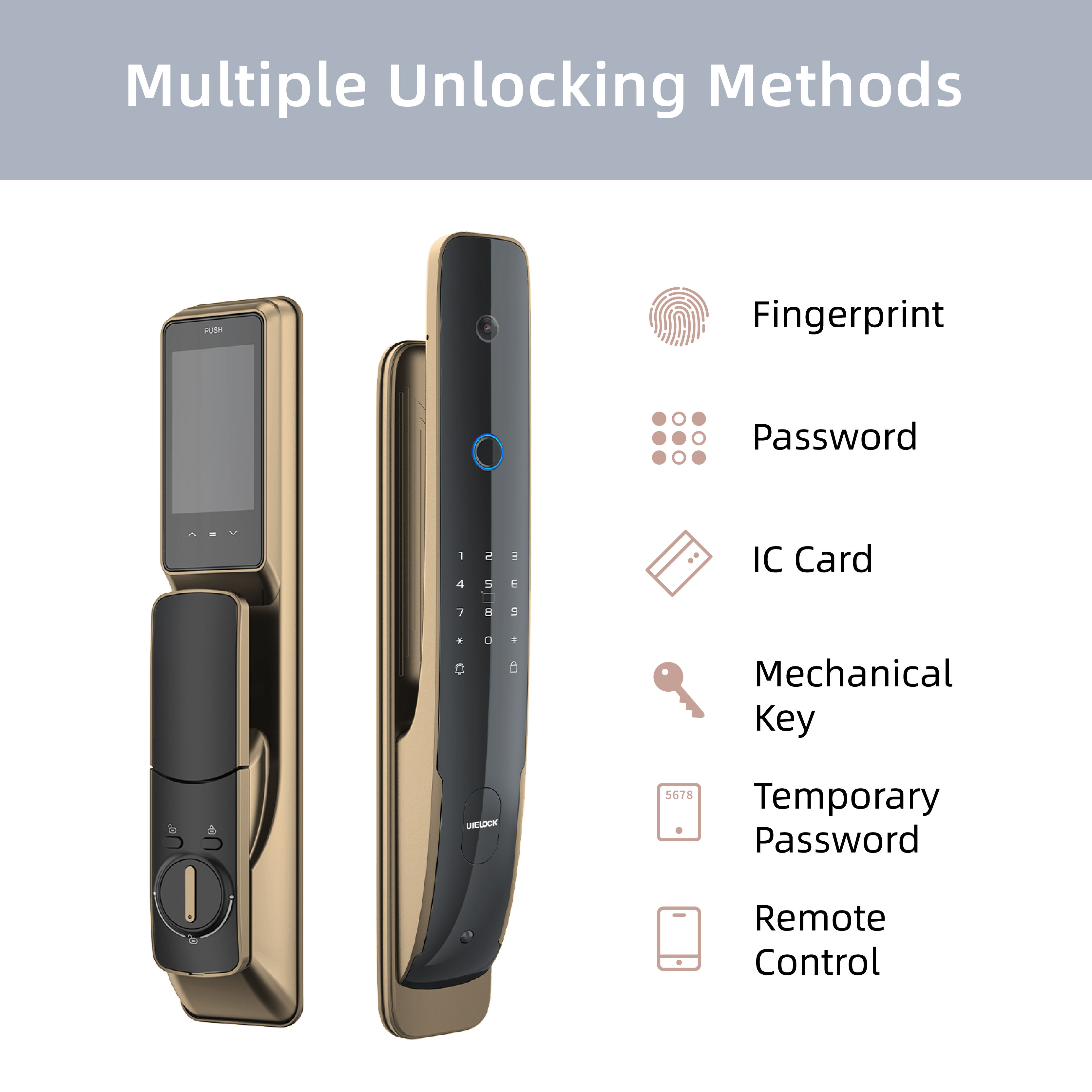 Uielock Qa70 Electronic Password Fingerprint Big Handle Door Lock Wifi ...