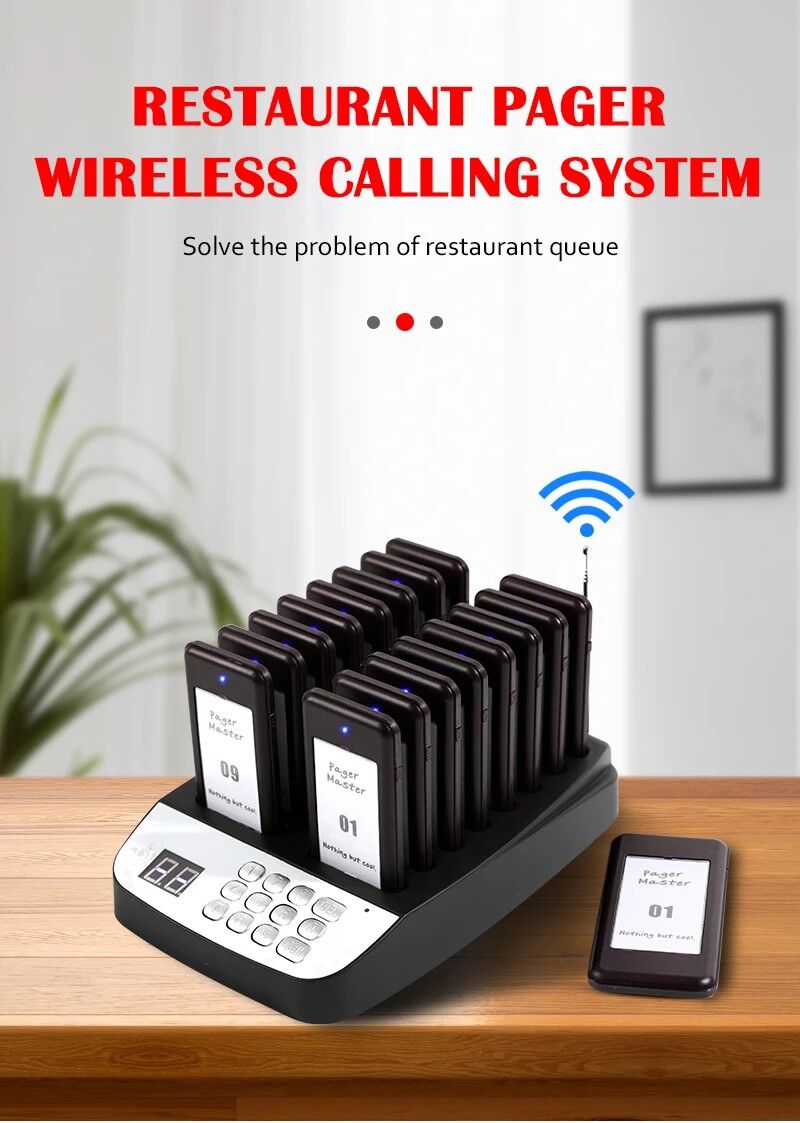 Wireless Restaurant Pager Guest Queue Paging System Customer Calling ...