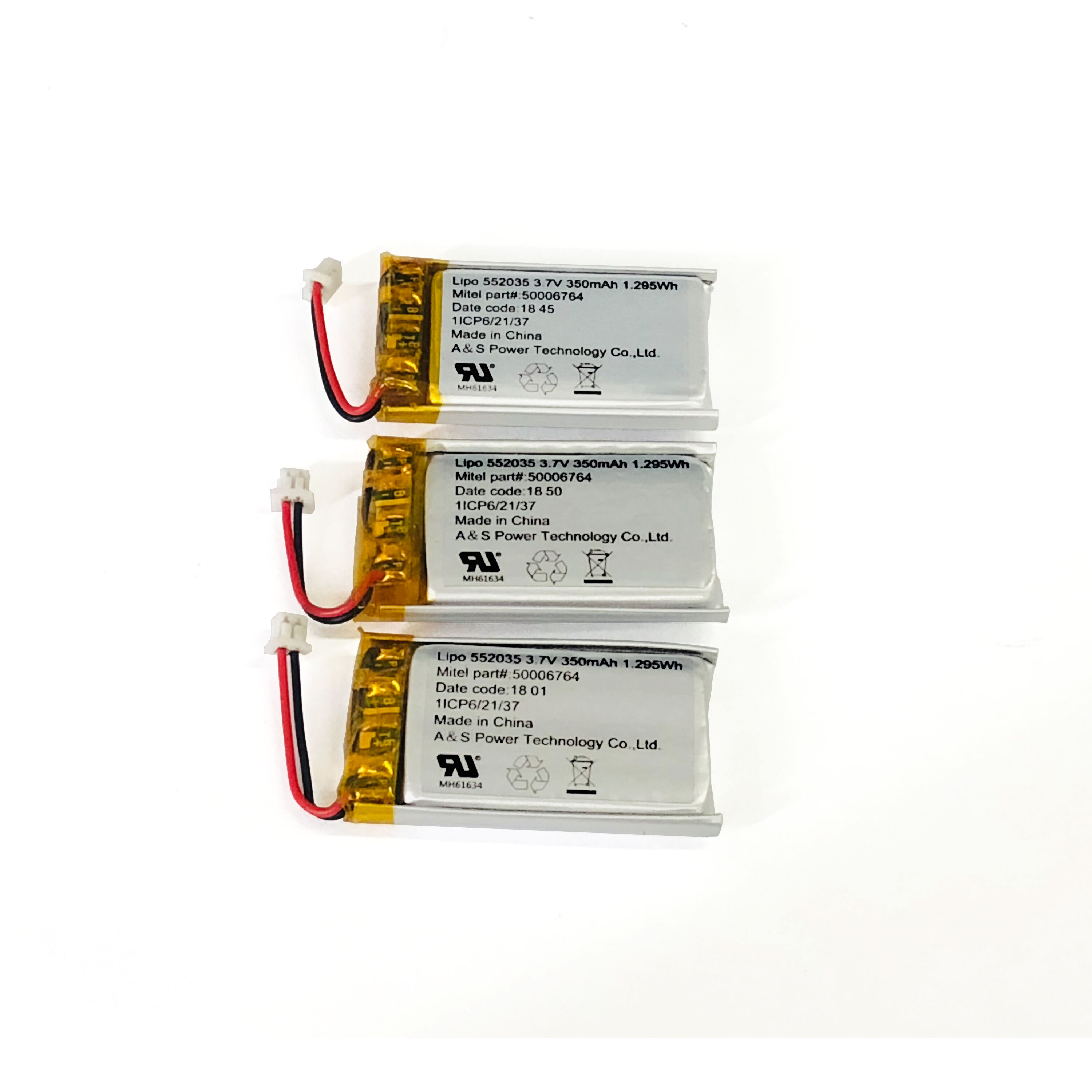 Ul2054 & Un38.3 Approved 350mah Lipo Battery, High-capacity 3.7v ...