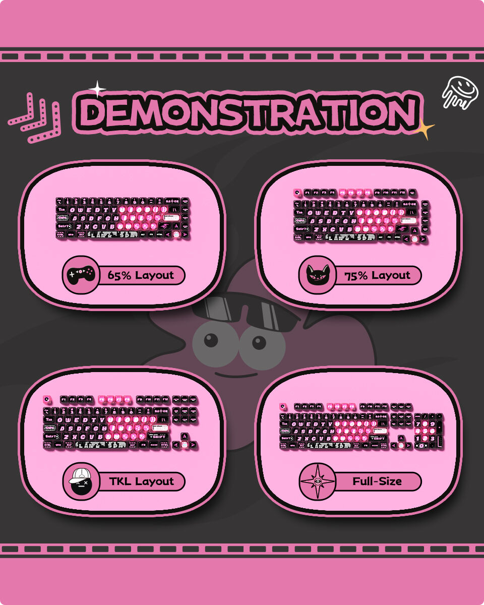 Akko Pink Phantom Keycap Set Full 5-sided Dye-sub Moa (4-sided ...