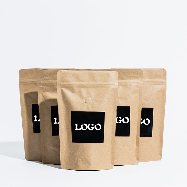 Customized Biodegrable Black Matt Flat Bottom Pouch Coffee Bean ...