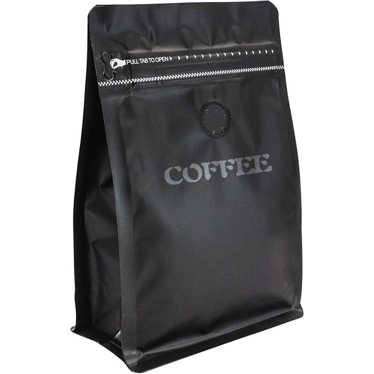 Customized Biodegrable Black Matt Flat Bottom Pouch Coffee Bean ...