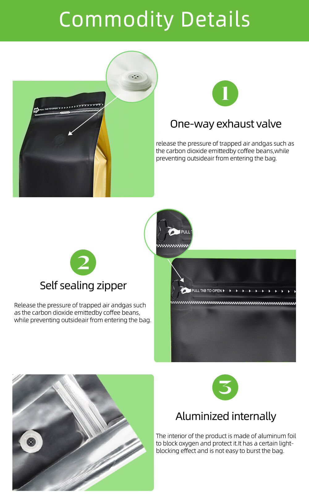 Customized Biodegrable Black Matt Flat Bottom Pouch Coffee Bean Packaging High Barrier Reusable ...