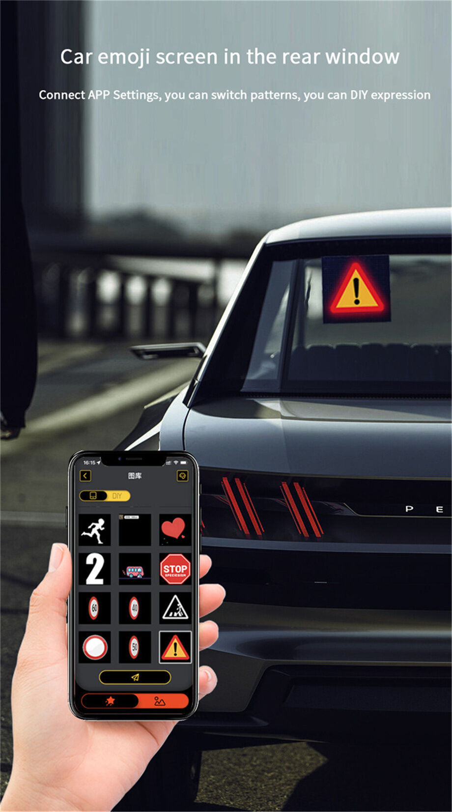 High Resolution 64x64 Pixel Led Smart Screen Car Rear Window Display ...