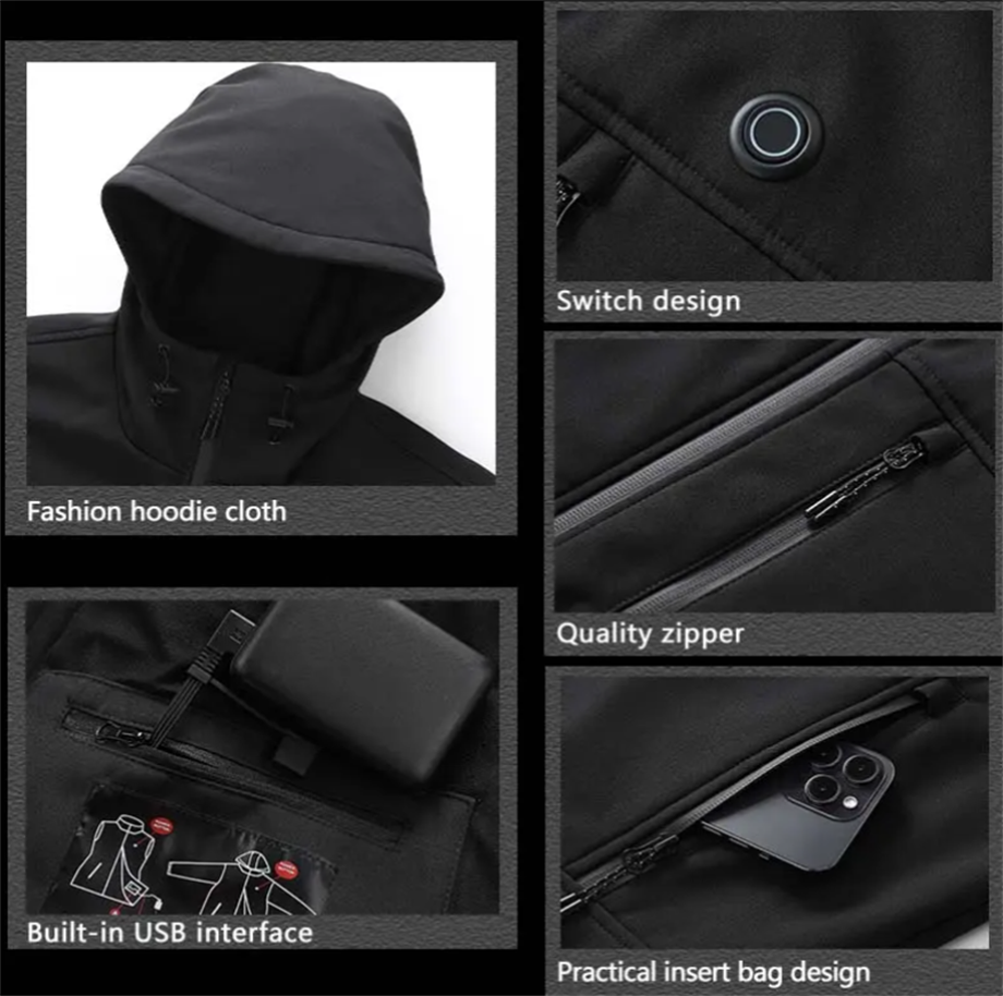 Usb Battery Heated Jacket Temperature Control Electric Heating Jacket ...