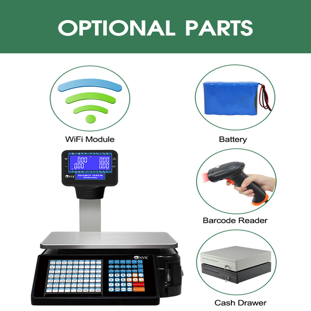 High Accuracy 30kg Supermarket Weighing Scale 15kg Double Screen Label ...