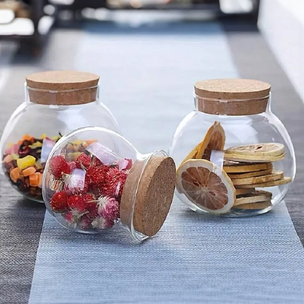 High Borosilicate Glass Food Storage Container With Wooden Lids ...